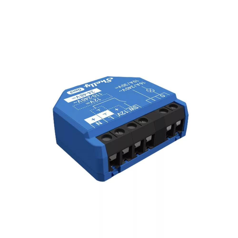 Shelly 1 GEN3 single channel Wi-Fi smart relay module (16A),